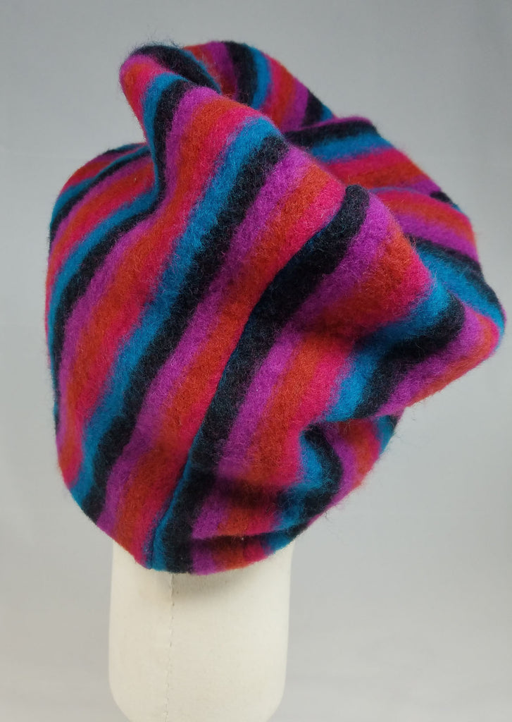 Draped Turban in Retro Gem Tone Sweater Stripe – House of Mars NYC
