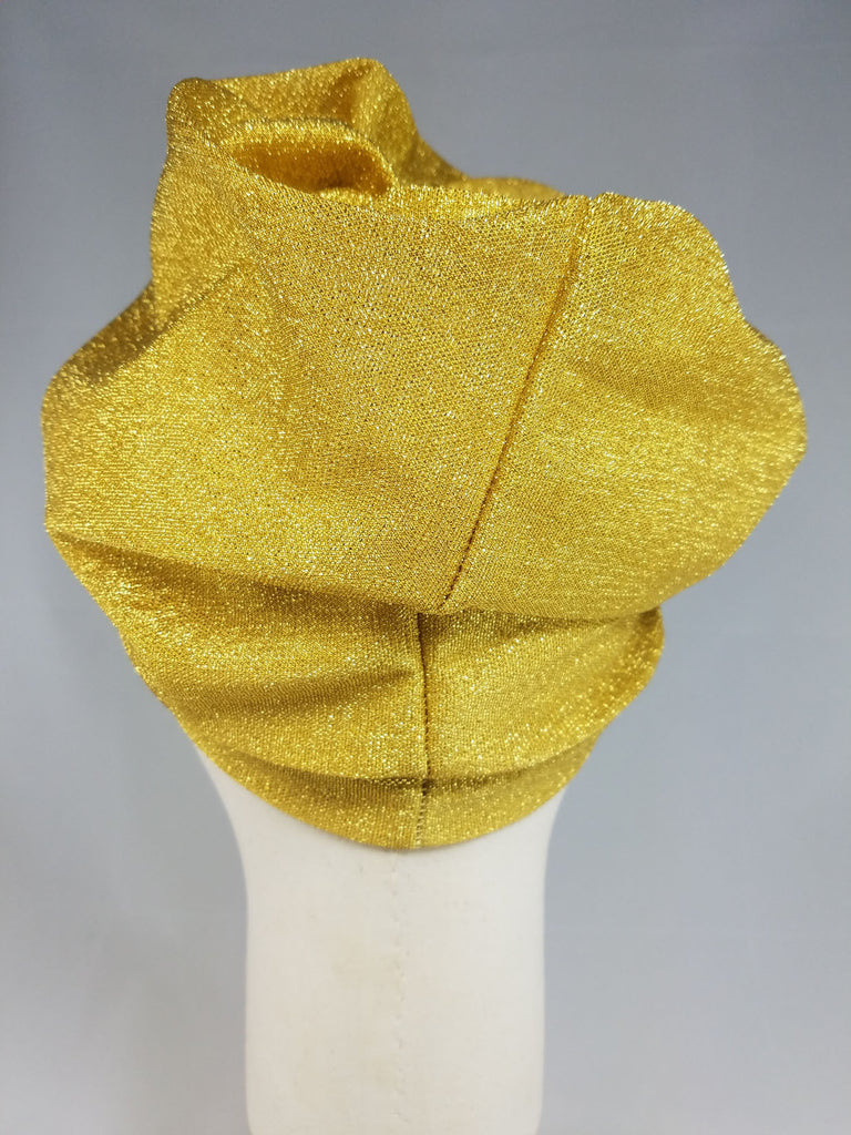 Draped Turban in Retro Gold Lurex Fabric – House of Mars NYC